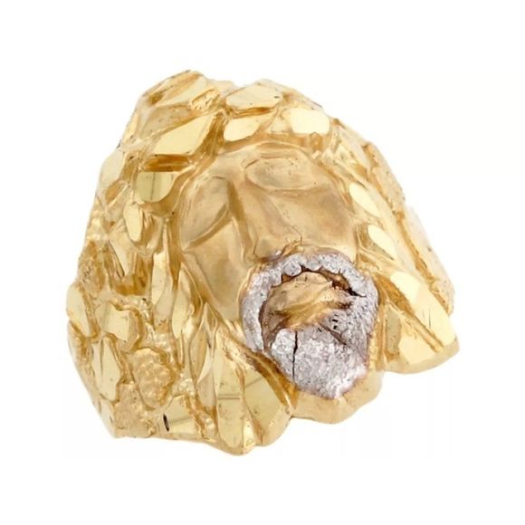 Accessories | 1ksolid Gold Jesus Nugget Ring Diamond Cuts | Poshmark